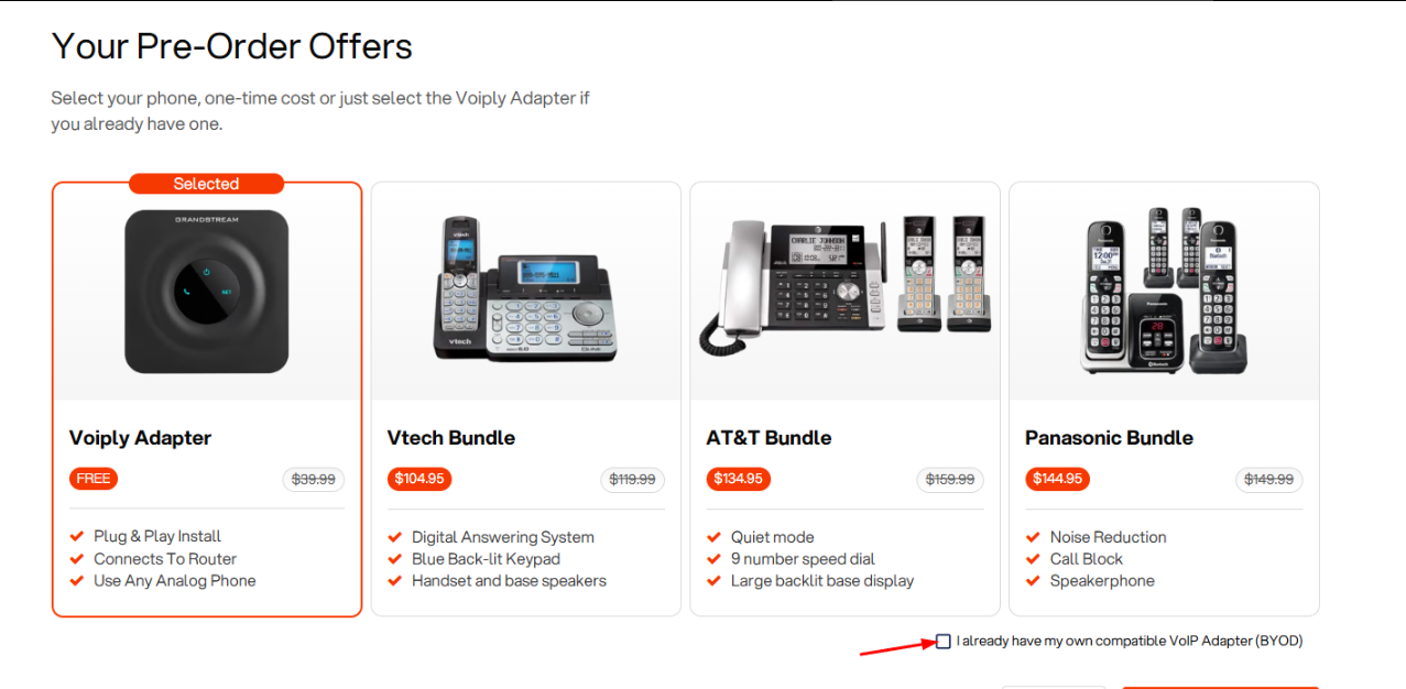 Bring Your Own Device (BYOD) for Voiply Home Service